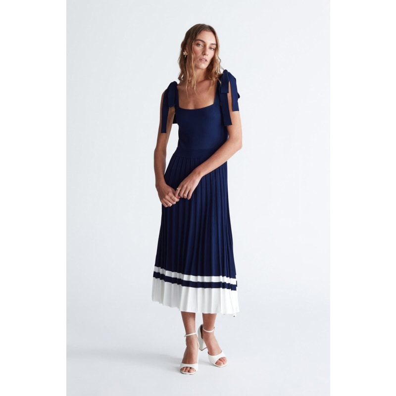 Kelly Strappy Midi Knit Sundress In Navy | Peraluna | Wolf & Badger