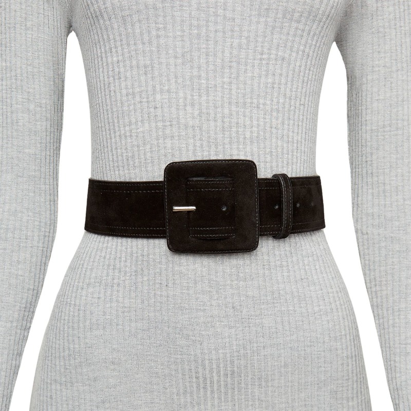 Suede Square Buckle Belt - Black | BeltBe | Wolf & Badger Suede Square Buckle Belt - Black | BeltBe | Wolf & Badger