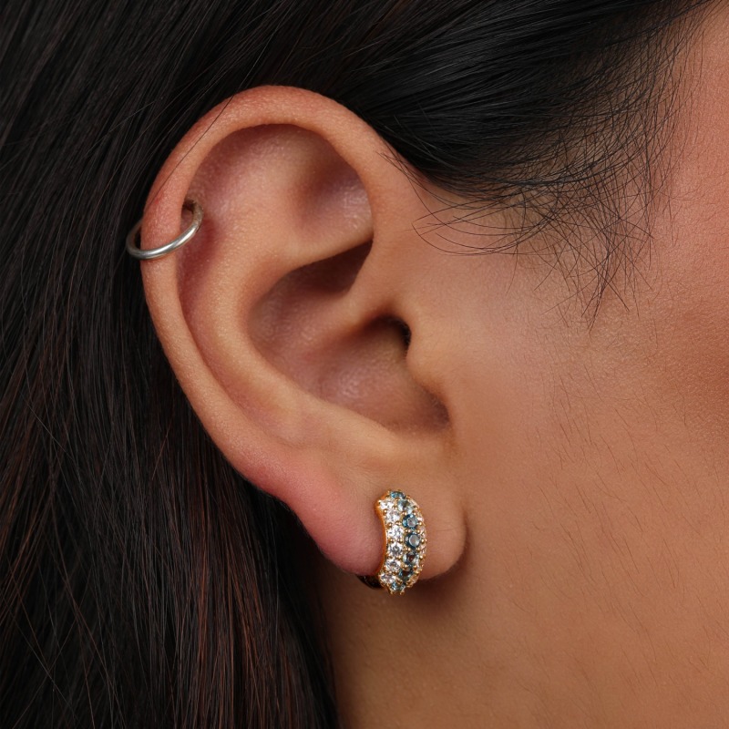 Summer Sparkle Huggies - London Blue Topaz | Preeti Sandhu | Wolf & Badger