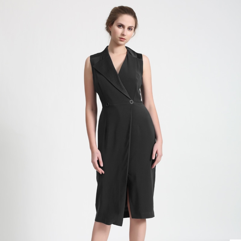 Tailor Wrap Effect Dress With Topstitched Collar | Smart and Joy | Wolf ...