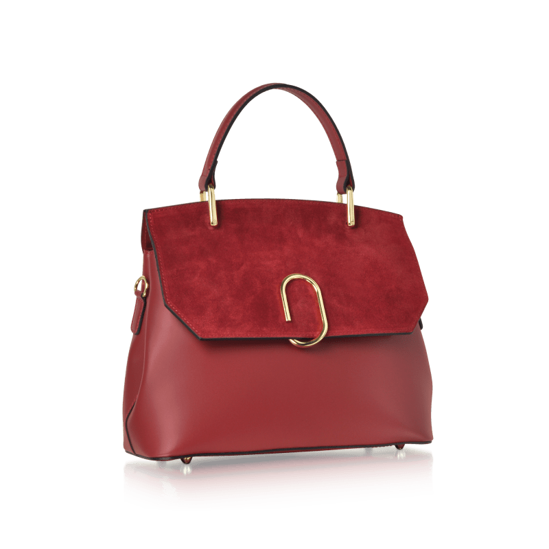 Thais Suede & Leather Red Satchel Bag - red | Le Parmentier | Wolf & Badger