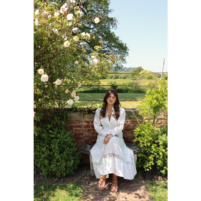 The Hurlingham Maxi Dress - White | Hortons England | Wolf & Badger