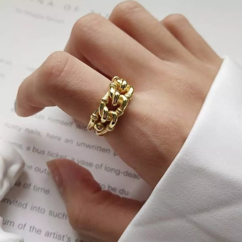 Thick Gold Chain Link Ring | Elk & Bloom | Wolf & Badger