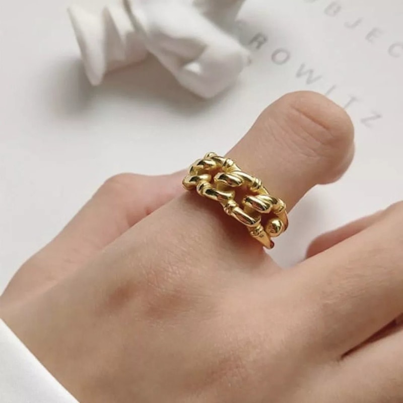 Thick Gold Chain Link Ring | Elk & Bloom | Wolf & Badger
