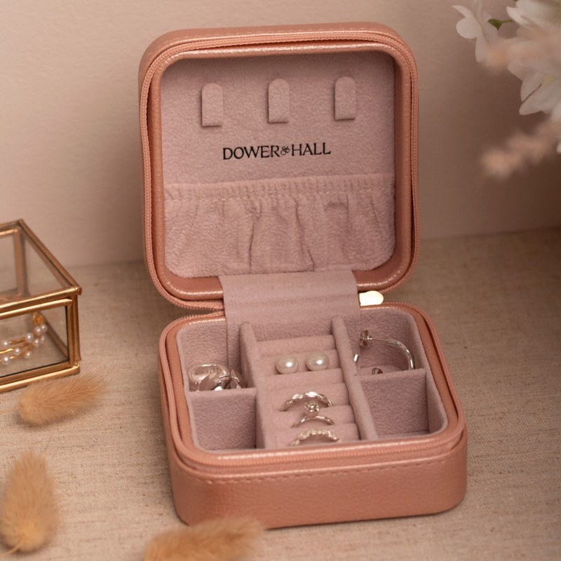 Travel Rose Zipped Cushion Jewellery Box | Dower & Hall | Wolf & Badger
