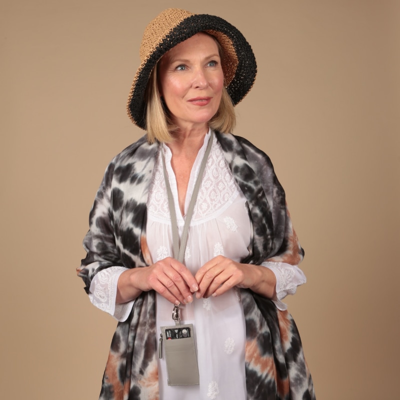 Nicky Leather Neck Wallet In Grey | SJW BAGS LONDON | Wolf & Badger