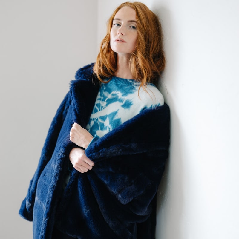 Cashmere Crewneck Sweater - Indigo Shibori Tie Dye | Zenzee Cashmere Crewneck Sweater - Indigo Shibori Tie Dye | Zenzee