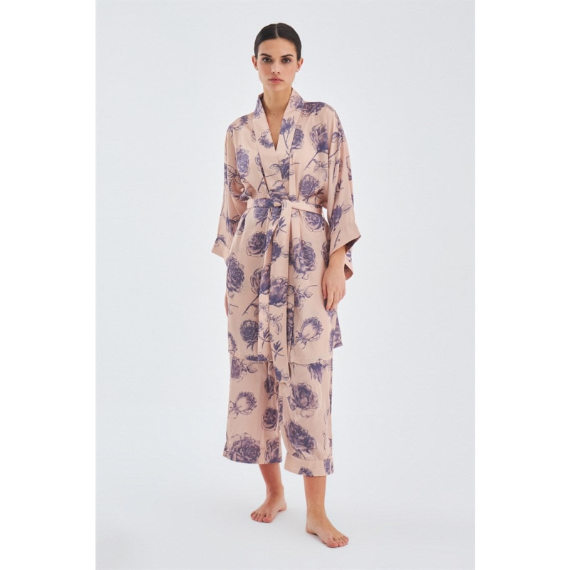 Rosa Satin Short Kimono - Dark Powder/ Purple | Peraluna | Wolf & Badger