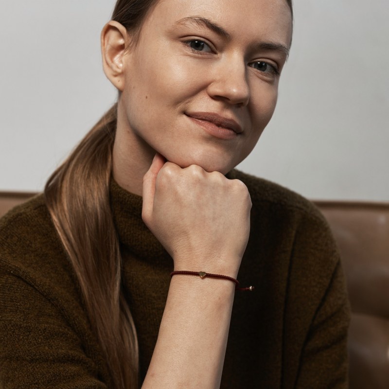 Valentino Red String Bracelet With Gold Heart Bead - Red | Harbour UK ...