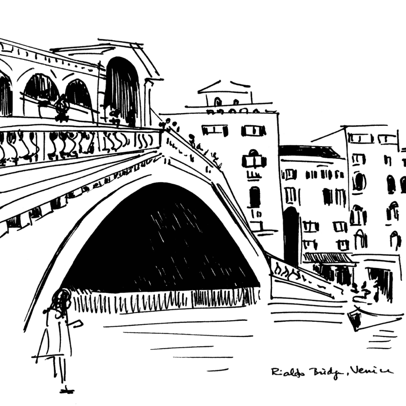 Venice Art Print With Gondolas And The Rialto Bridge, Italy Travel ...