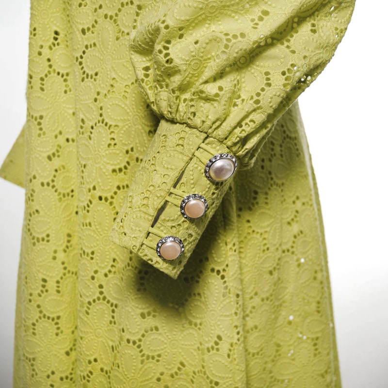 Verna Lime Green Eyelet Maxi Dress | ADIBA | Wolf & Badger