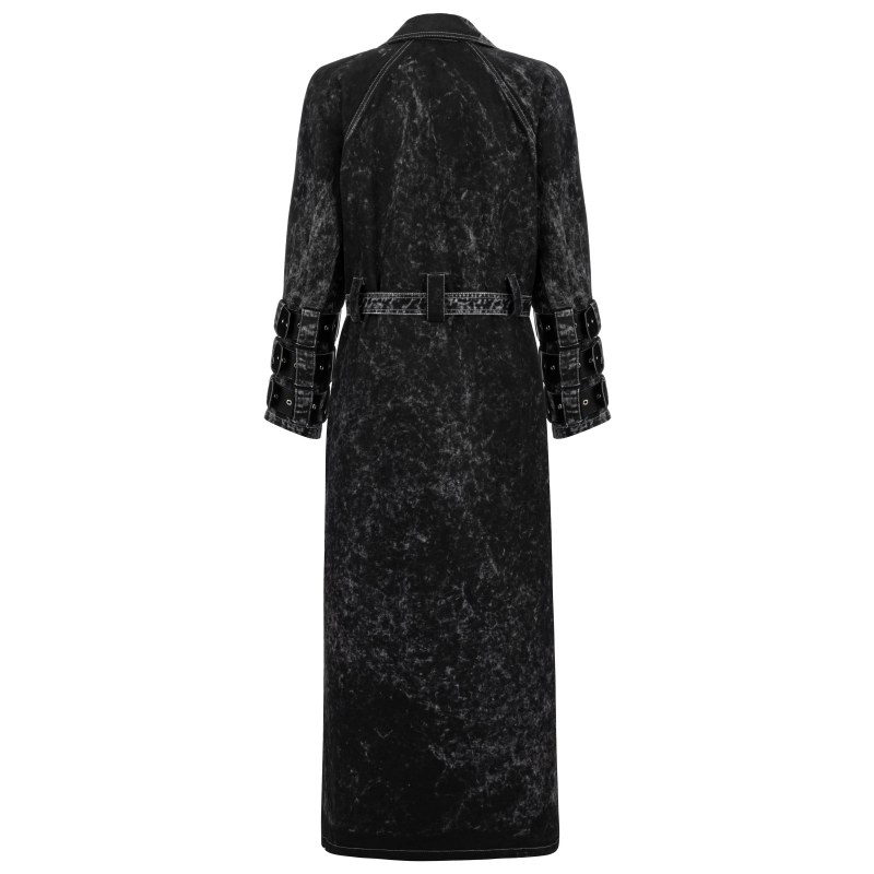 Voidwalker Trench Coat In Black Acid Wash | Khéla the Label | Wolf & Badger