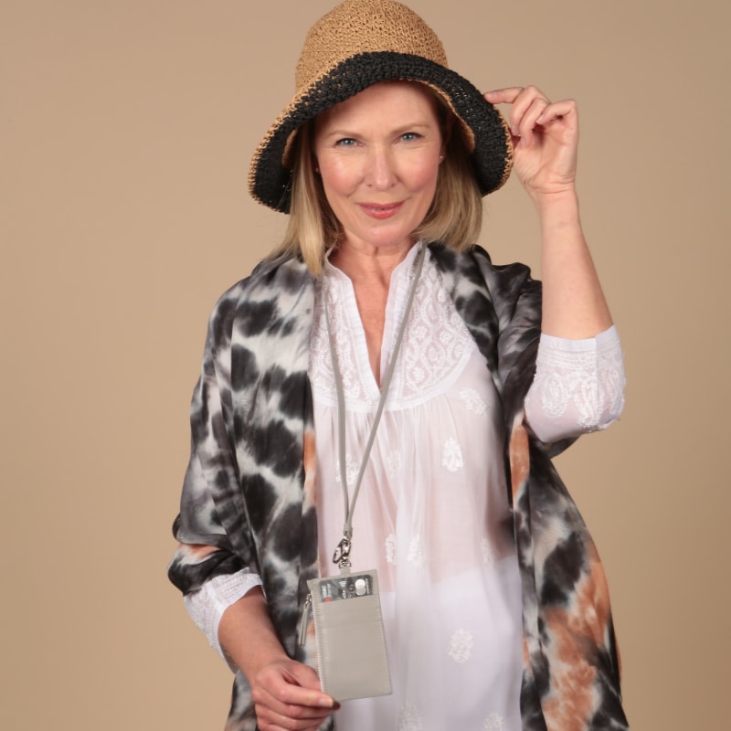 Nicky Leather Neck Wallet In Grey | SJW BAGS LONDON | Wolf & Badger