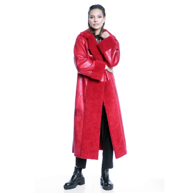 Long Red Fur Coat | Silvia Serban | Wolf & Badger