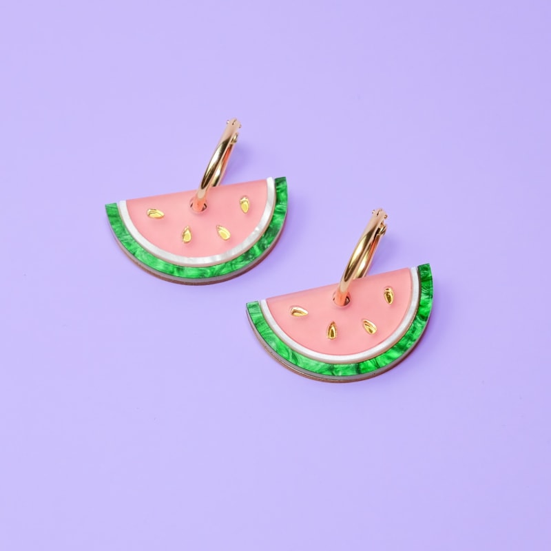Watermelon Slice Hoop Earrings | By Chavelli | Wolf & Badger