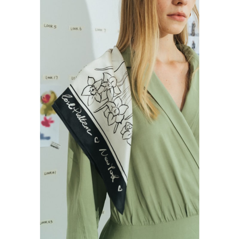 New York In Sketches Silk Scarf - Black & White | Lost Pattern NYC ...