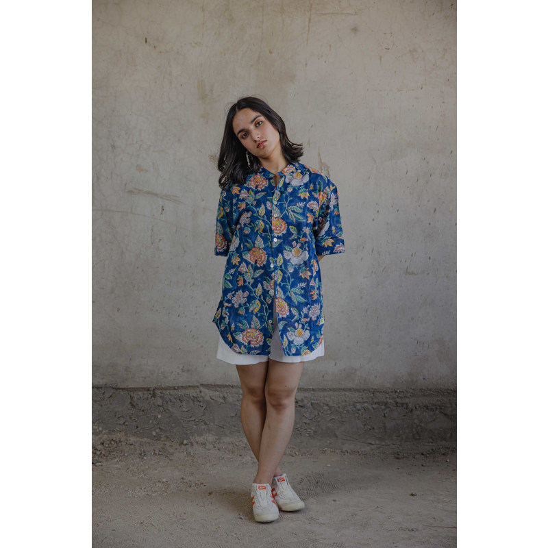 Wildflower Unisex Handblocked Cotton Shirt | Studio Kibun | Wolf & Badger