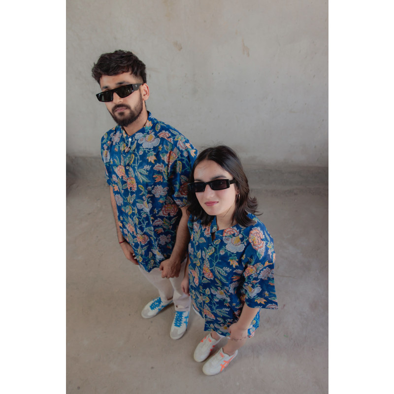 Wildflower Unisex Handblocked Cotton Shirt | Studio Kibun | Wolf & Badger