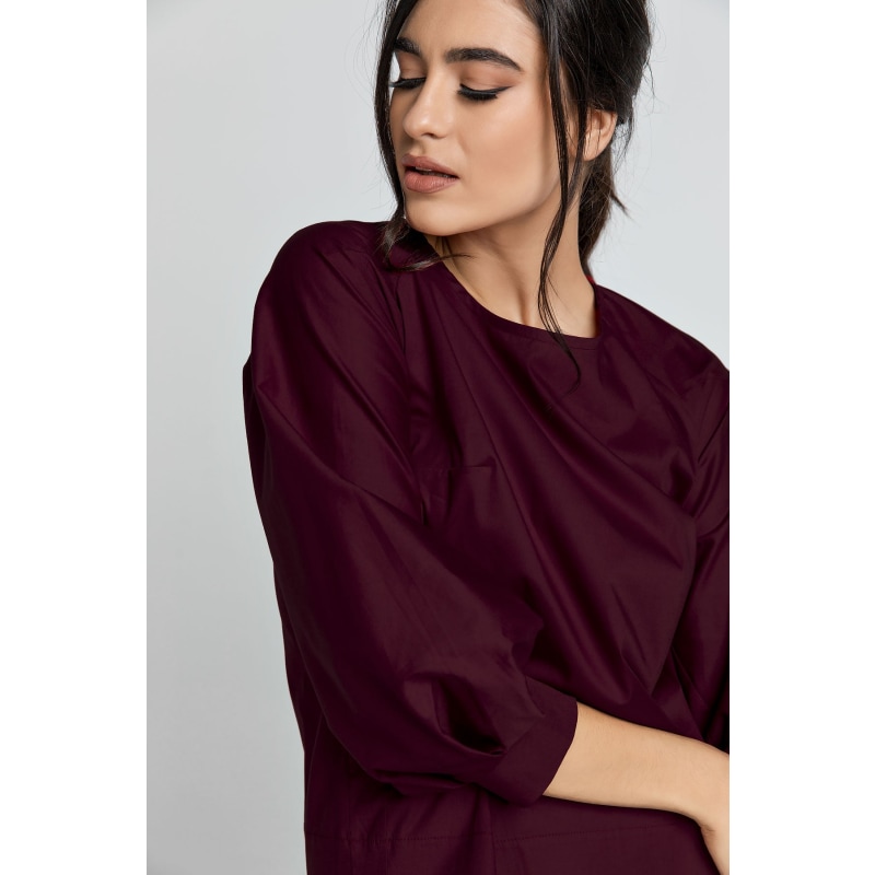 Wine Color Top With Bishop Sleeves By Conquista | Conquista | Wolf & Badger
