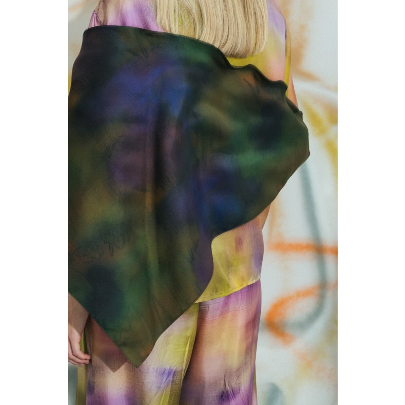 "Brooklyn" Triangle Silk Scarf - Green | Lost Pattern NYC | Wolf & Badger