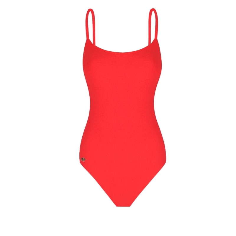 Xoxo Swimsuit - Tigerlily Red - One Piece Swimsuit With Jacquared ...
