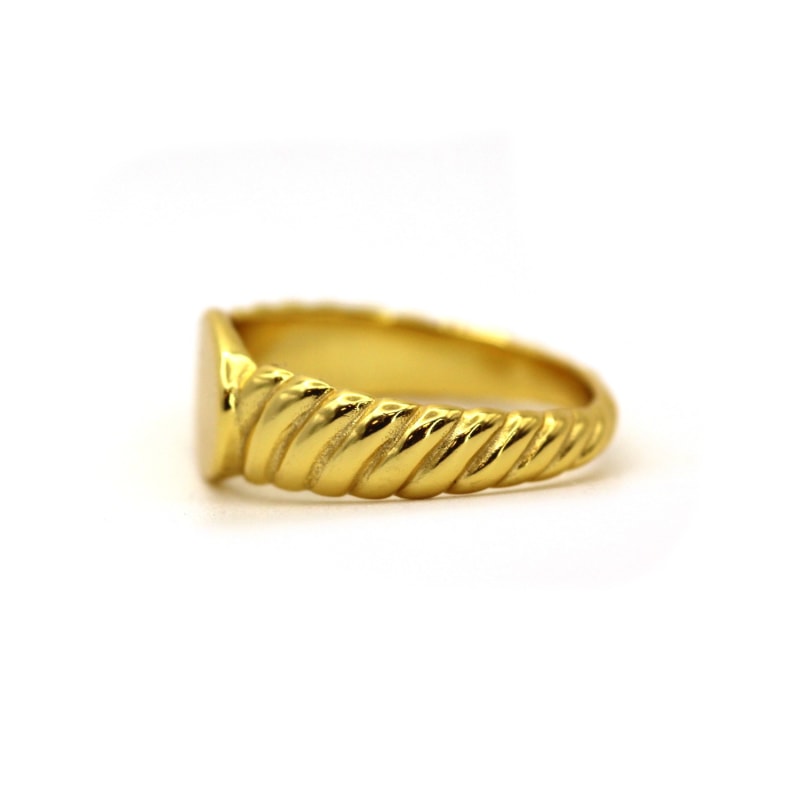 Yellow Gold Screw Band Design Oval Signet Ring | VicStoneNYC Fine ...