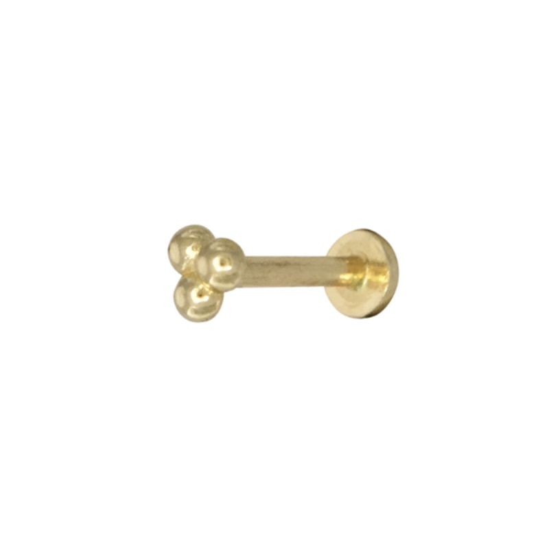 Yellow Gold Triangle Ball Threaded Flat Back Piercing | VicStoneNYC ...