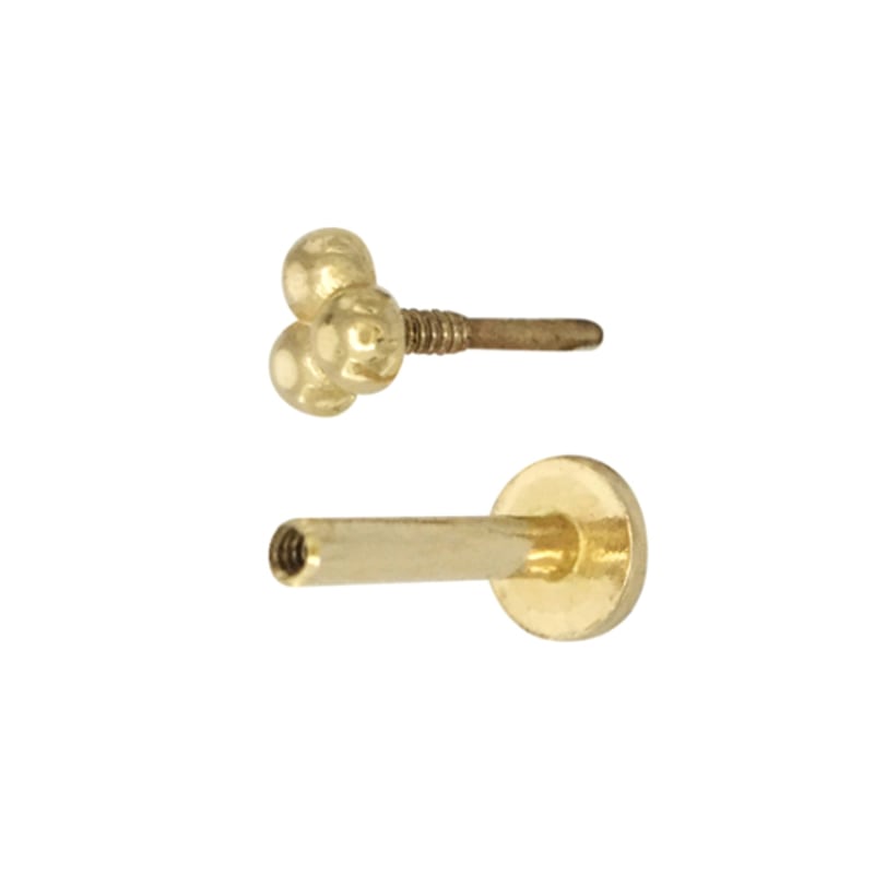 Yellow Gold Triangle Ball Threaded Flat Back Piercing | VicStoneNYC ...