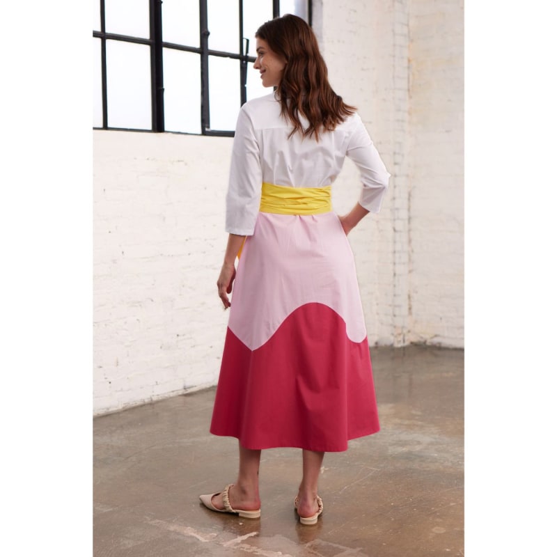 Yellow Pink Wave Colorblock Shirt Dress | Marianna Déri | Wolf & Badger