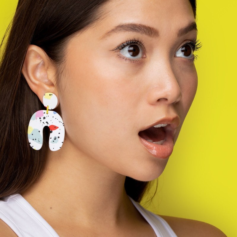 Paint Splatter Dangly Arch Earrings | By Chavelli | Wolf & Badger