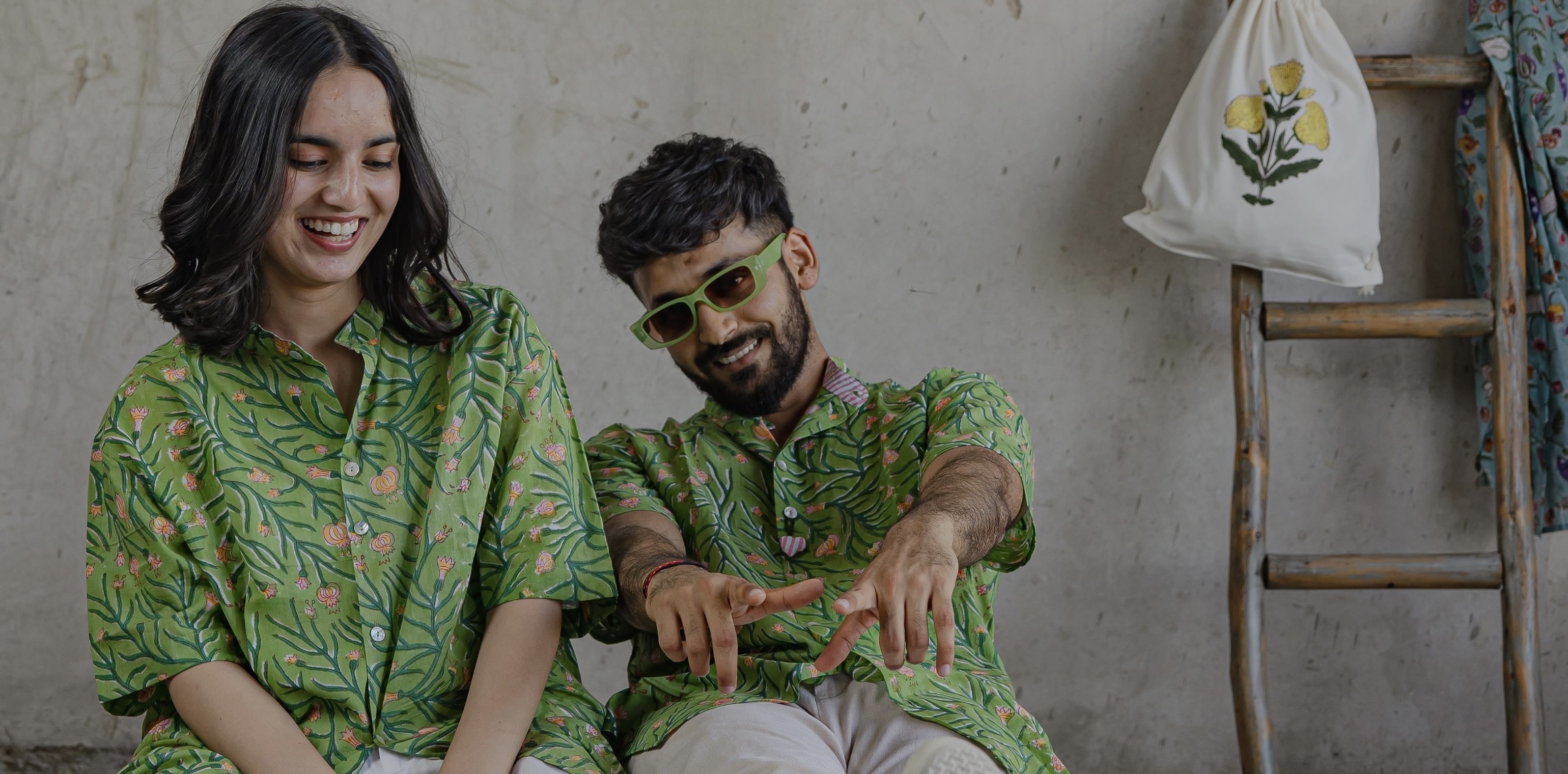 Wildflower Unisex Handblocked Cotton Shirt | Studio Kibun | Wolf & Badger