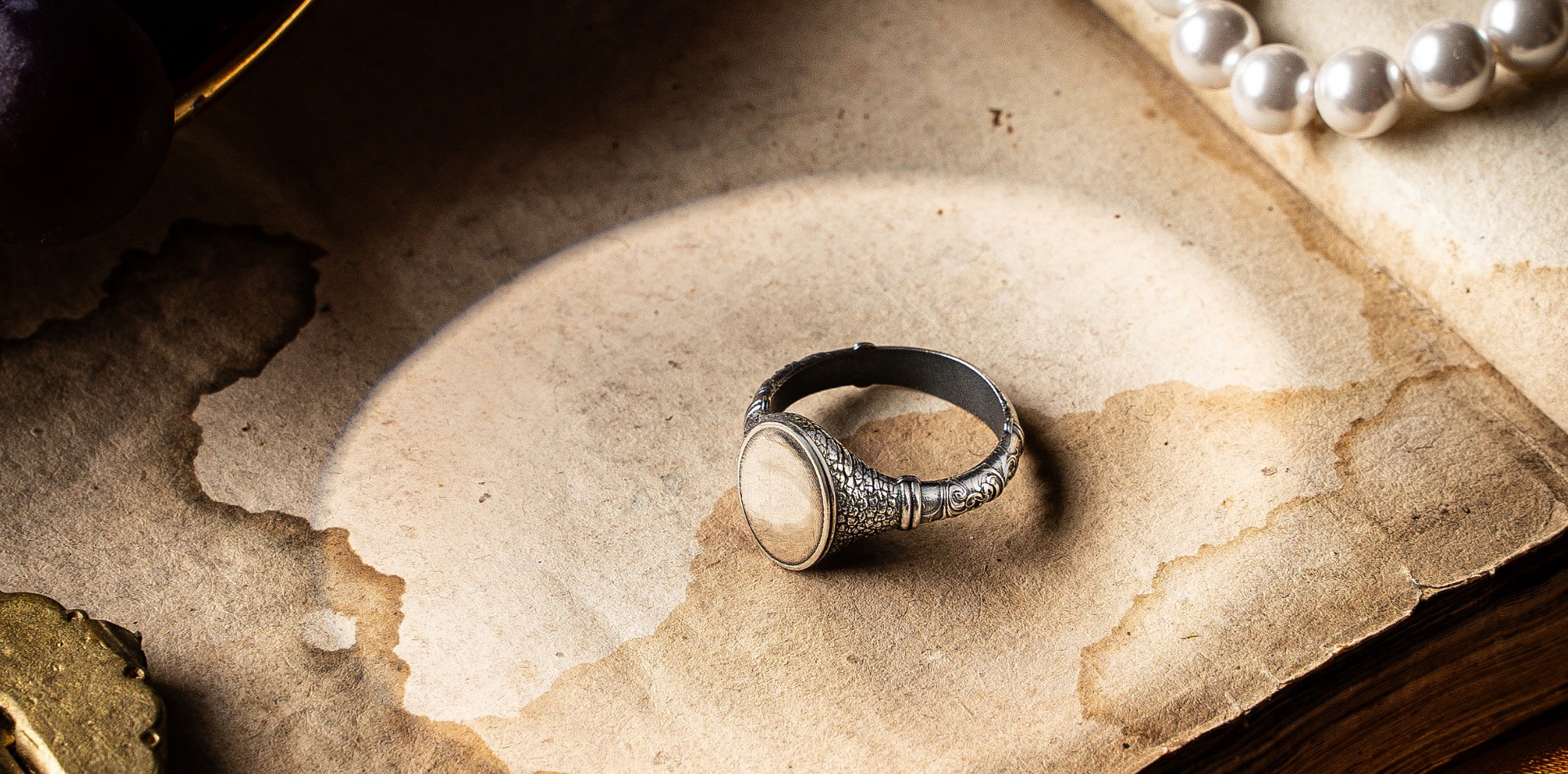 Mens Void Hand-Painted Sterling Silver Signet Ring & Wm Design ...