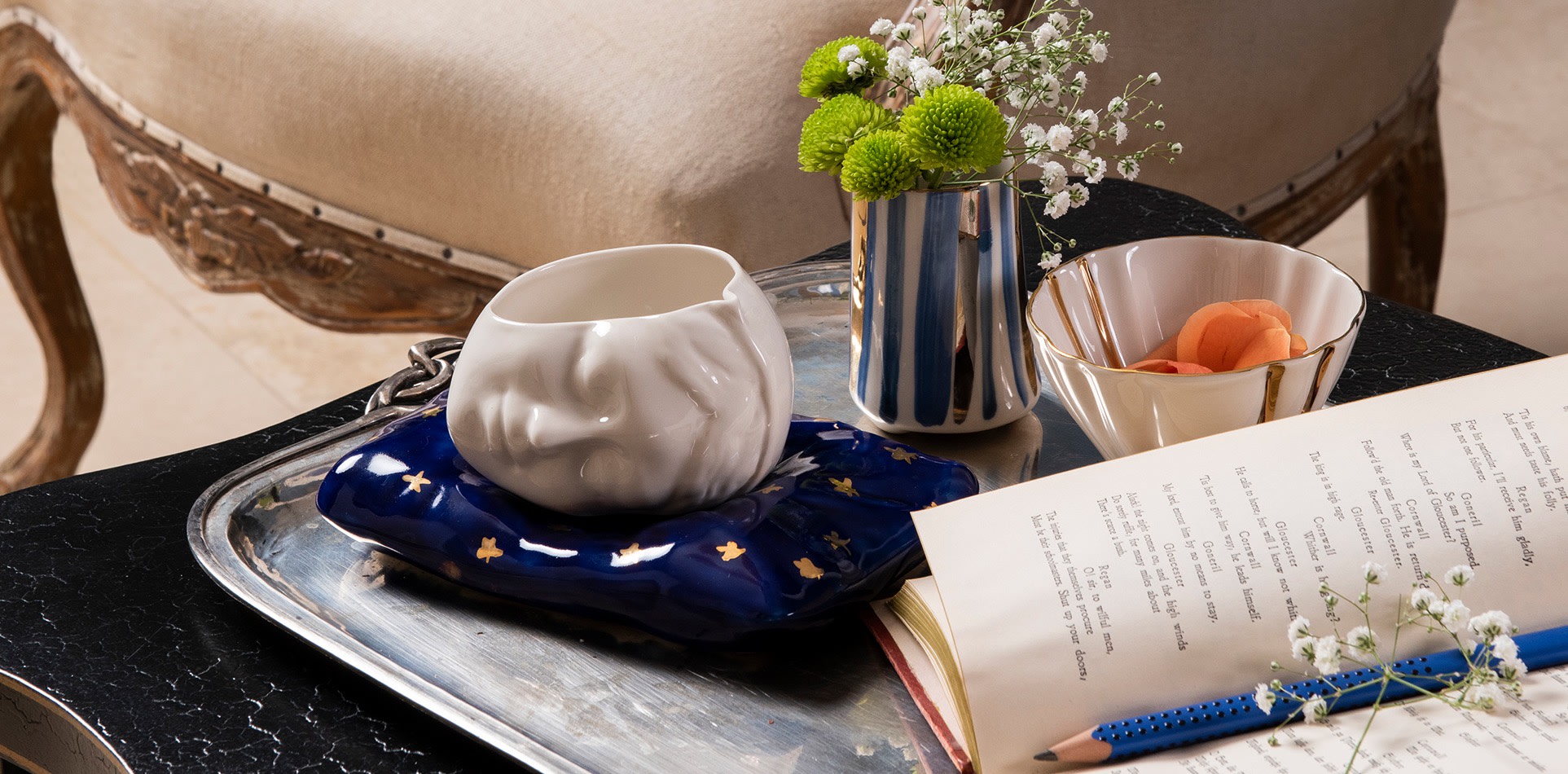 Sleeping Beauty Cup & Dark Blue Pillow Porcelain Set | Maji Atelier ...