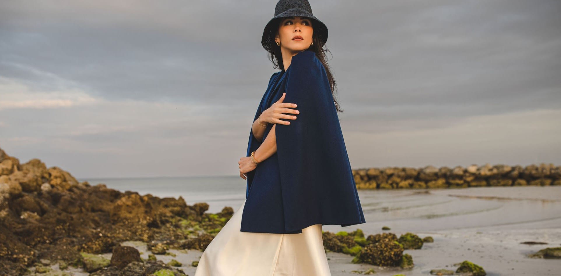 Wool Cashmere Raven Long Cape In Black | Nina Nieves | Wolf & Badger