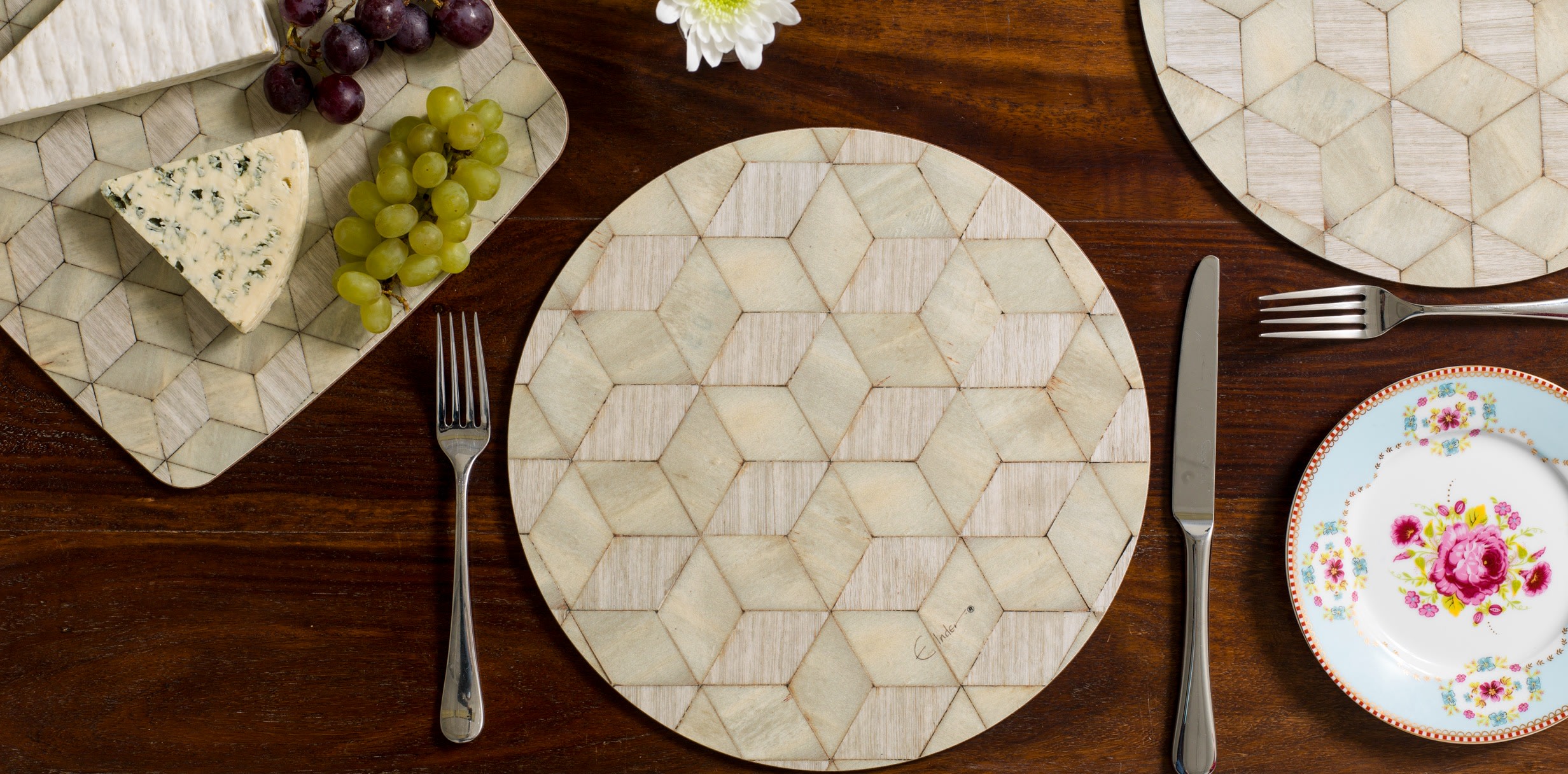 Six Placemats Set In Mosaic Boho Chic Design. With Heat Resistant ...