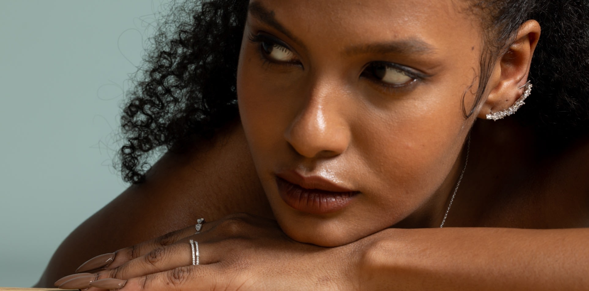 Fourteen Kt White Gold Brilliance Crown Oval Diamond Band | Aya Fine ...