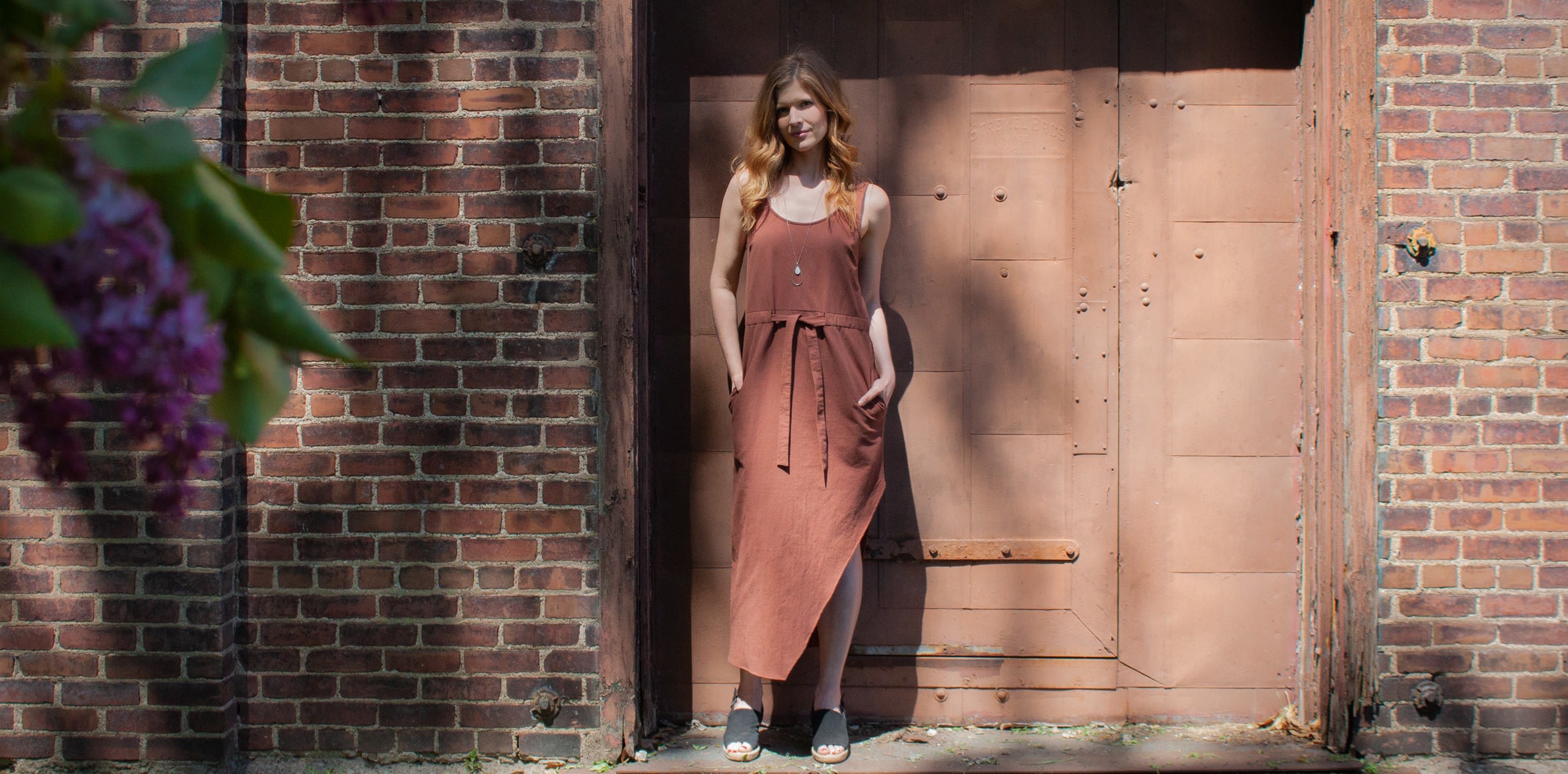 Striped Puff Sleeve Belted Midi Dress | Joeleen Torvick | Wolf & Badger