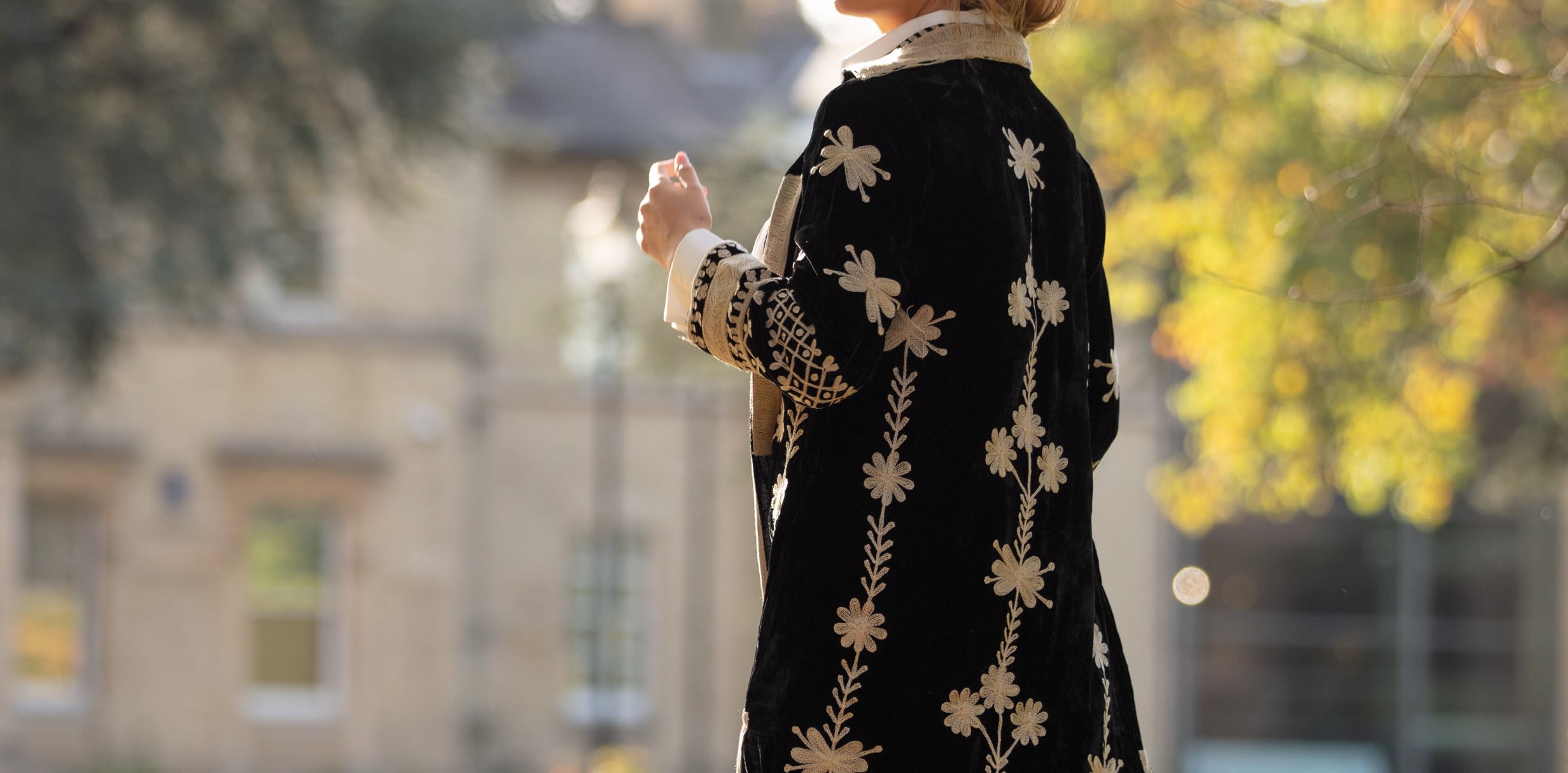 Suki Black Velvet Coat Dress | Antra Designs | Wolf & Badger
