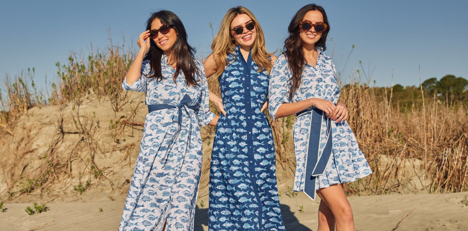 The Bella Dress - Navy Plenty Of Fish | Beau & Ro | Wolf & Badger