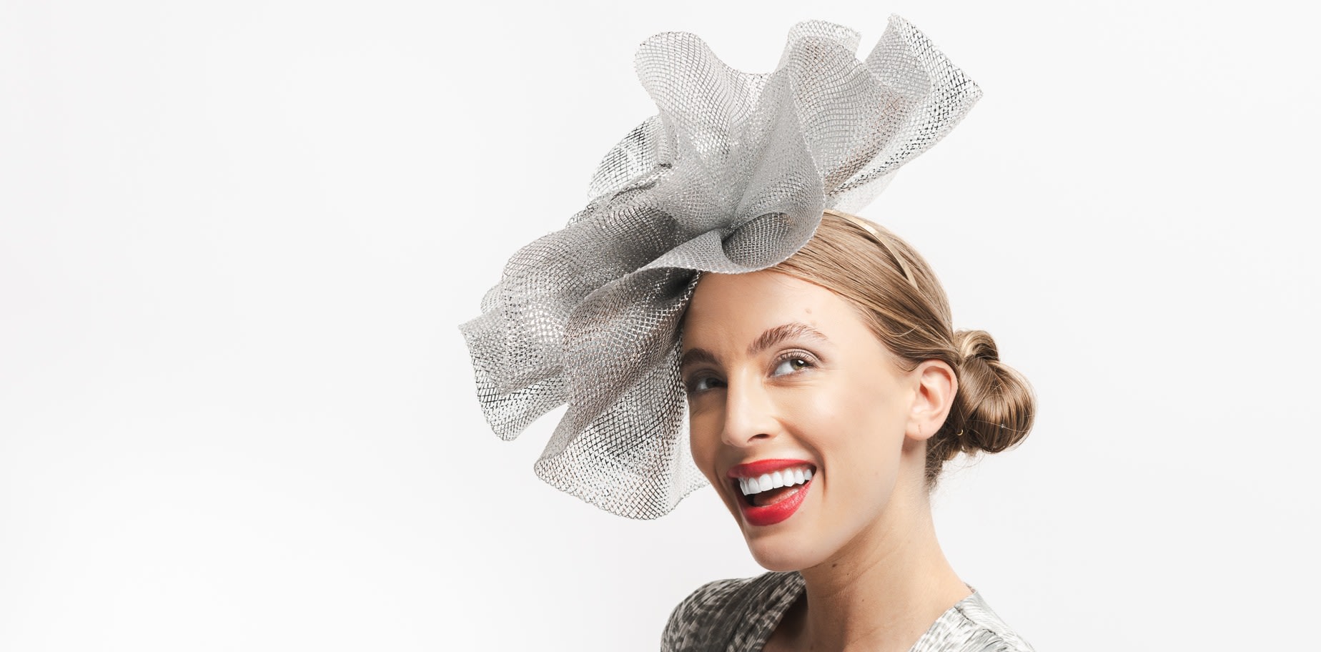 Signature Ivory Crin Headpiece With Gold Edge Detail On Ivory Satin ...