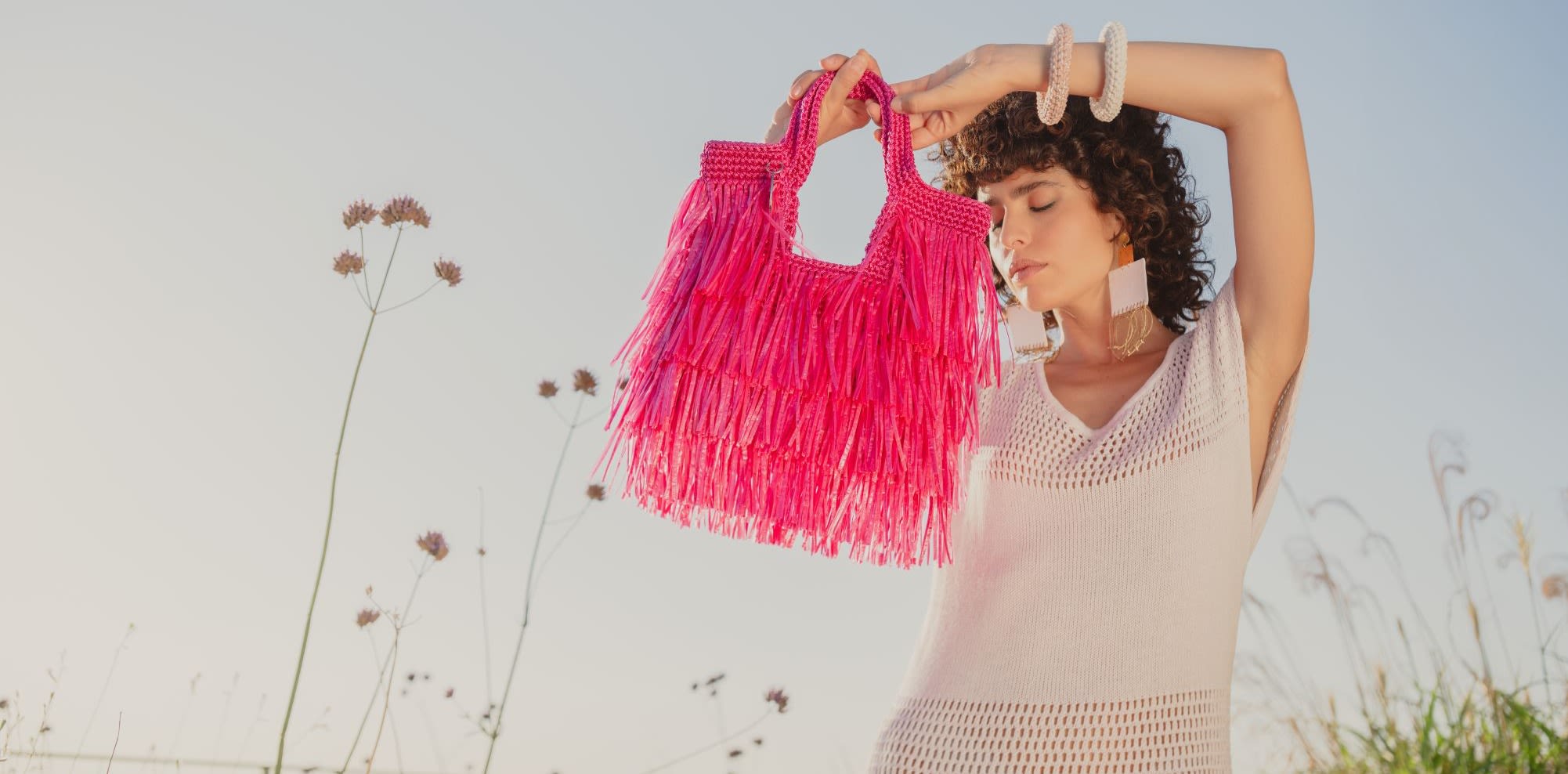 Mini Tote Raffia Strap White | Speira | Wolf & Badger