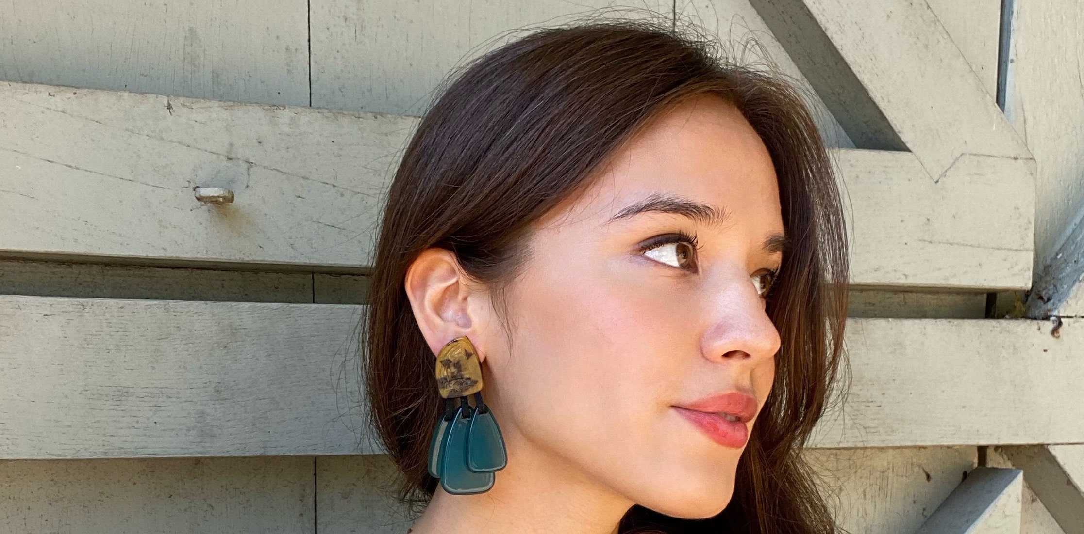 Large Pear-Faceted Champagne Crystal Drop Earrings In Brass With Gold ...