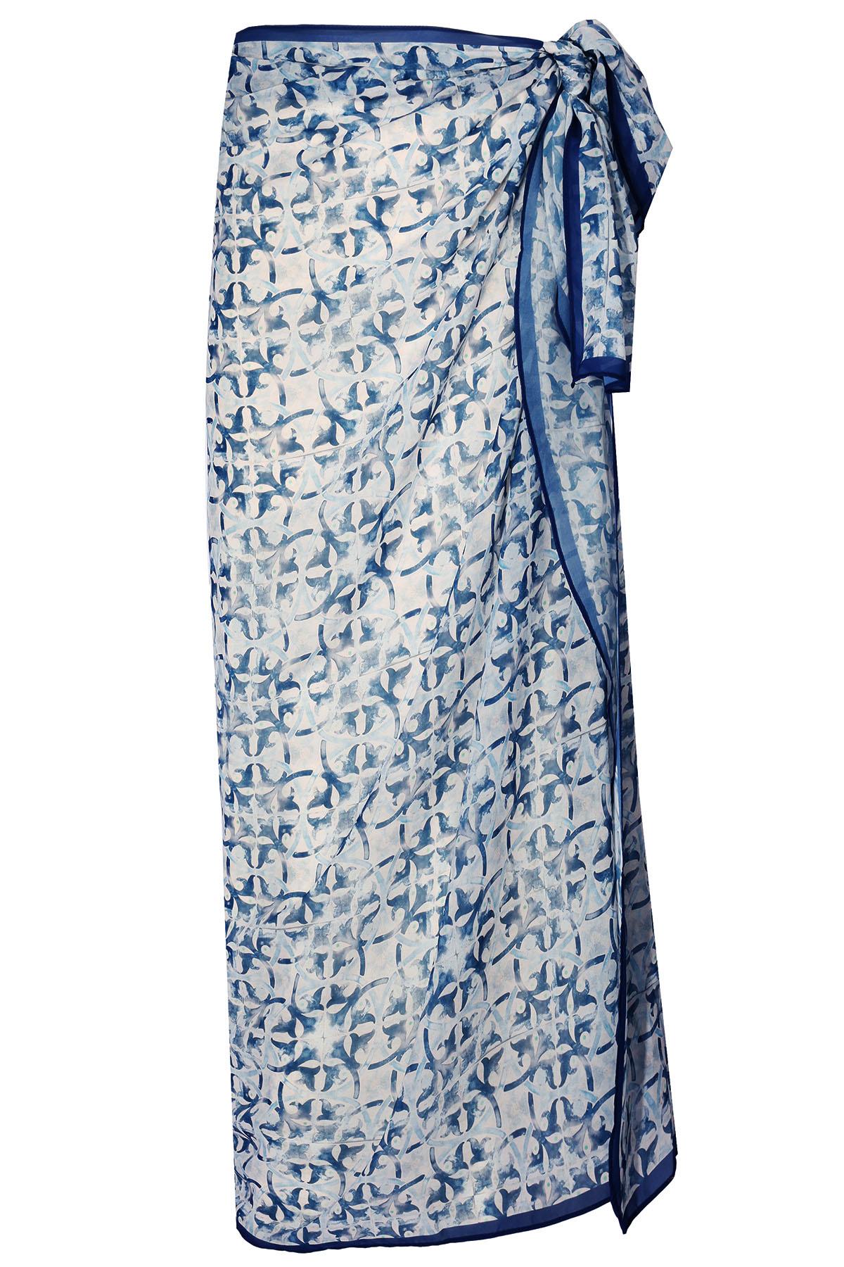Indigo Tile Pattern Chiffon Sarong / Pareo | Peraluna | Wolf & Badger