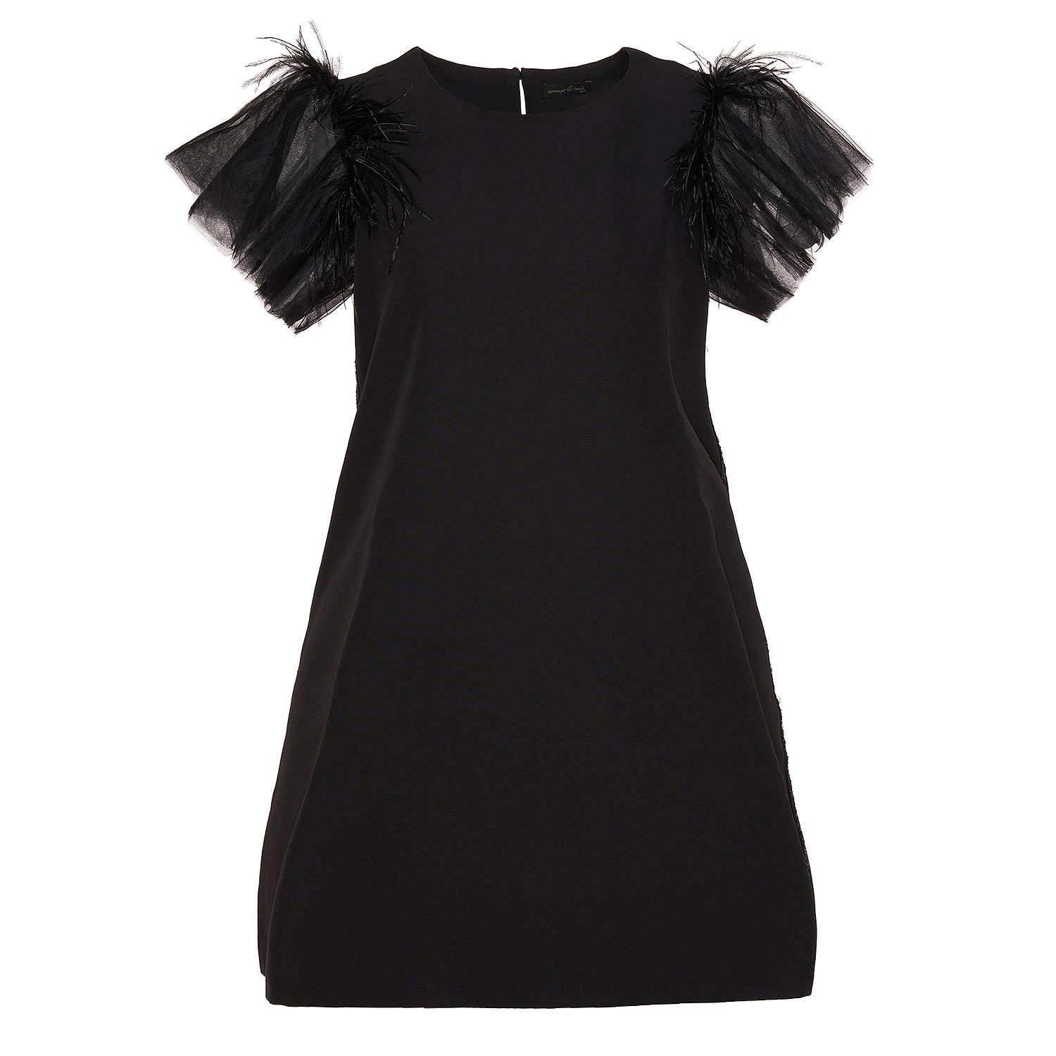 Short A Line Dress With Winged Tulle Sleeves | concept A trois | Wolf ...