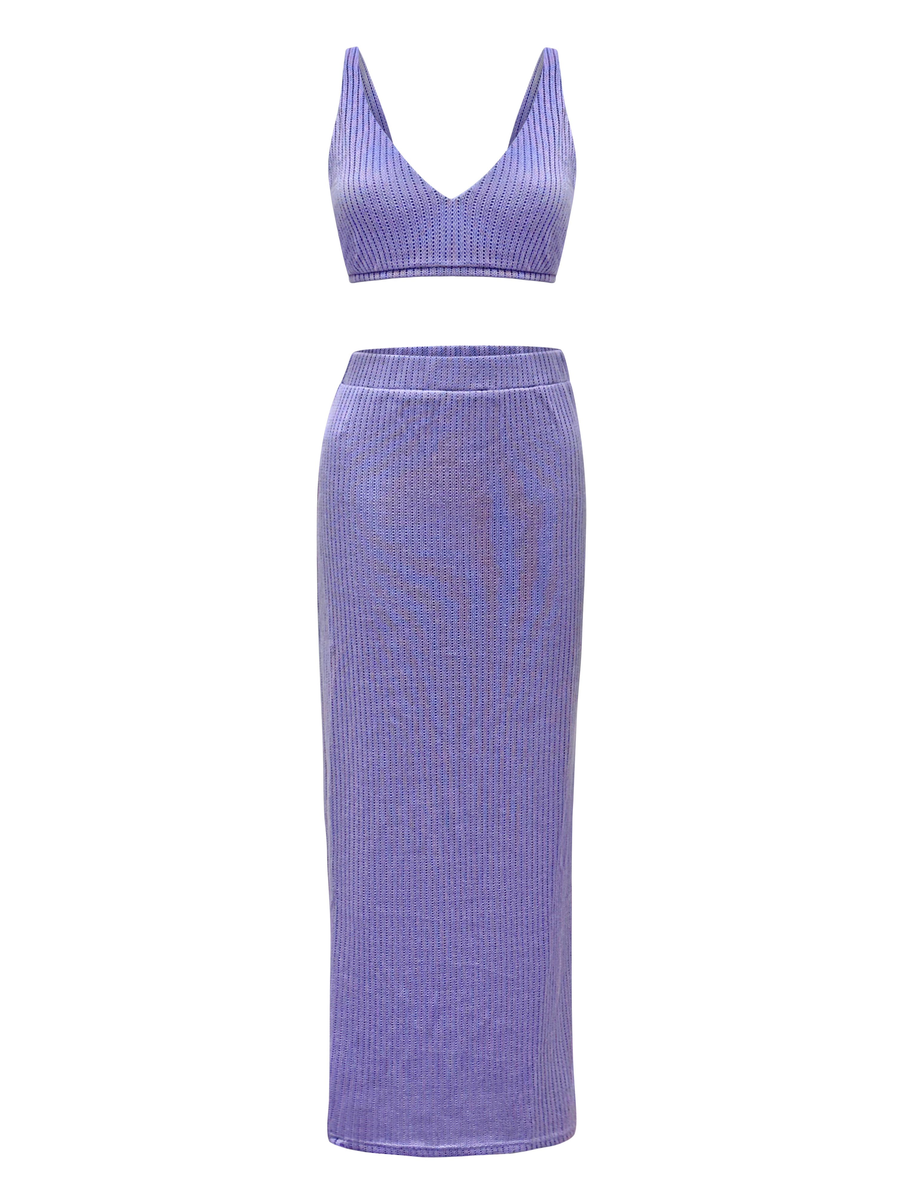 Knitted Crop Top And Maxi Pencil Skirt Set Lilac Love Why Mary Wolf And Badger