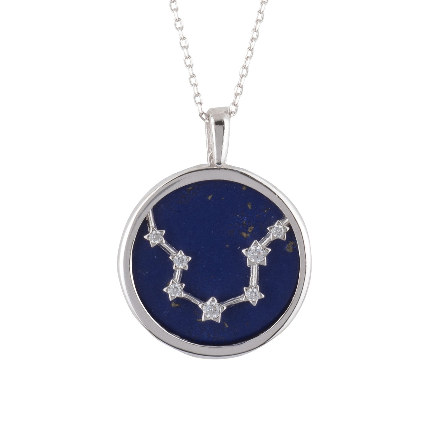 Zodiac Lapis Lazuli Gemstone Star Constellation Pendant Necklace Silver ...