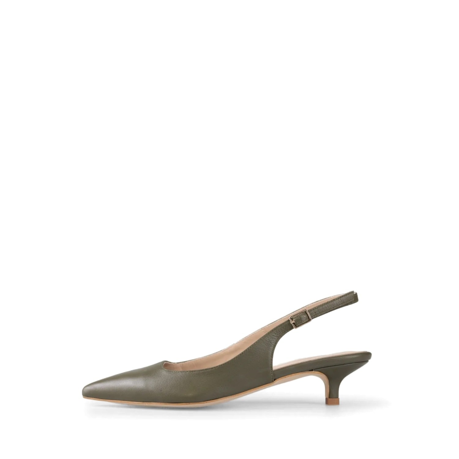Alura Women's Aria Cut-out Dark Green Shoes With Small Heel In Natural ...