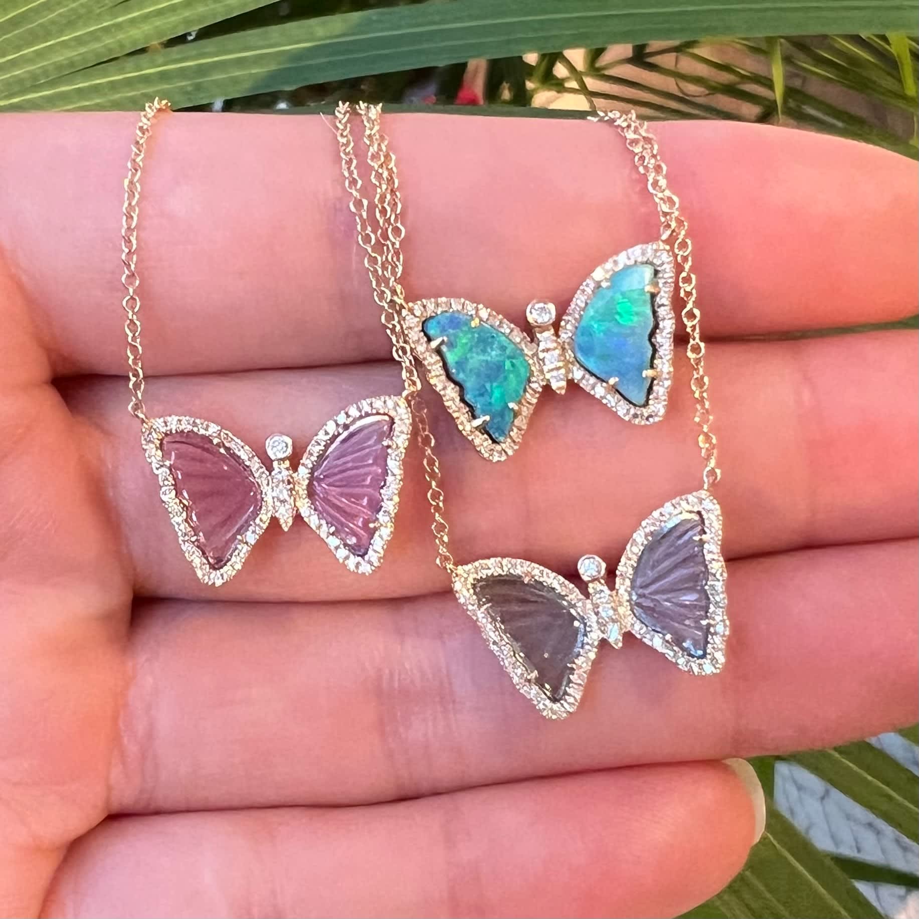 Mini Purple Amethyst Butterfly Necklace With Diamonds KAMARIA Wolf Badger