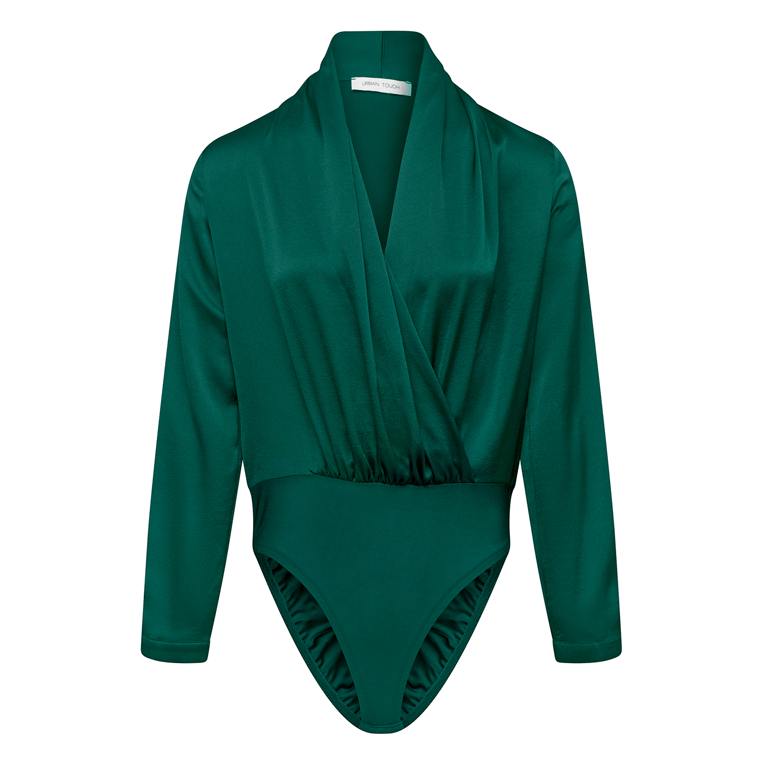 Satin Wrap Front Bodysuit Green | Urban Touch | Wolf & Badger