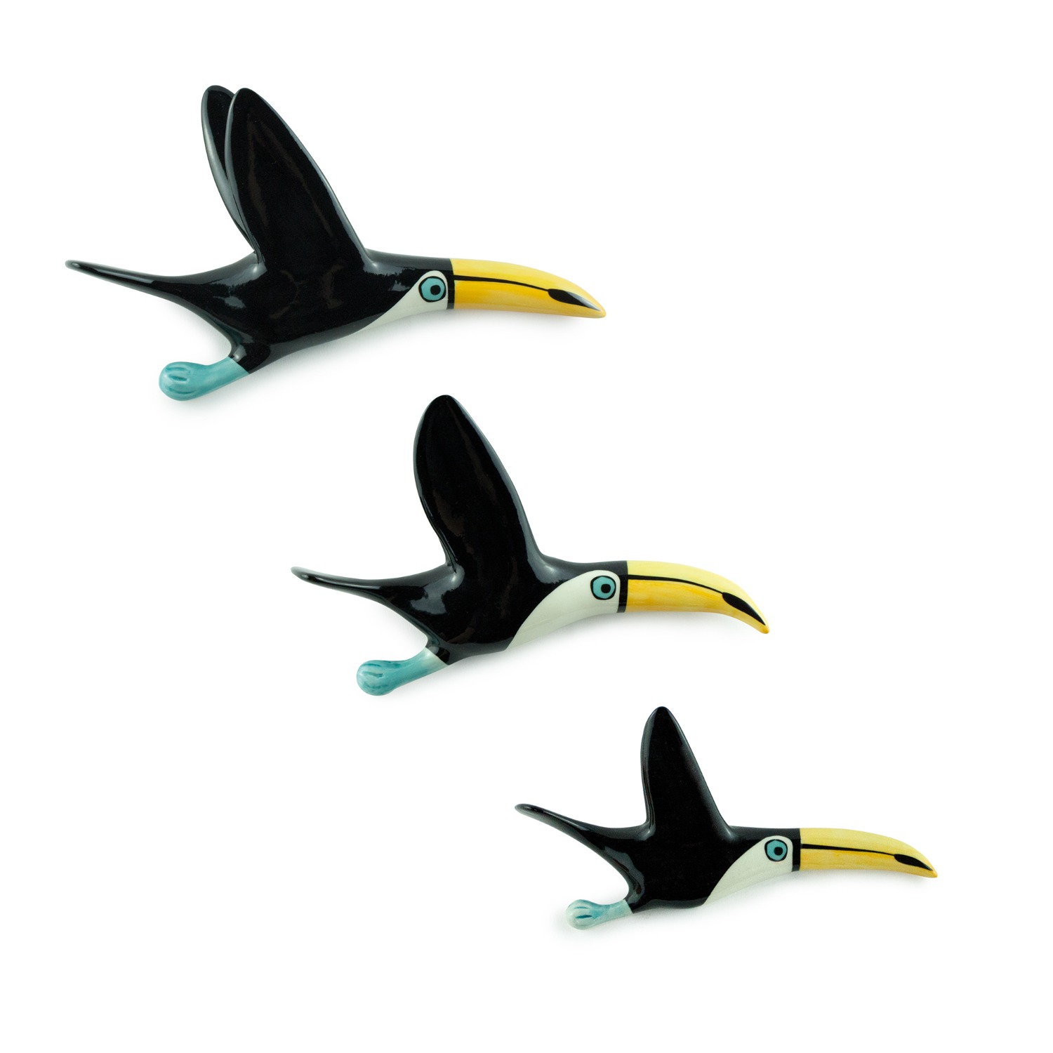 Wall Mounted Flying Toucan Trio | Hannah Turner | Wolf & Badger